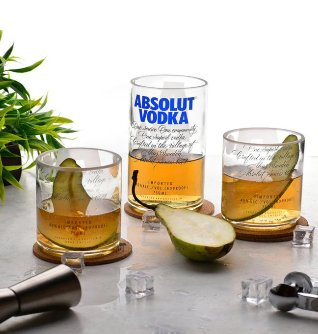 How is an Absolut Bottle glass different from a regular whiskey glass ...