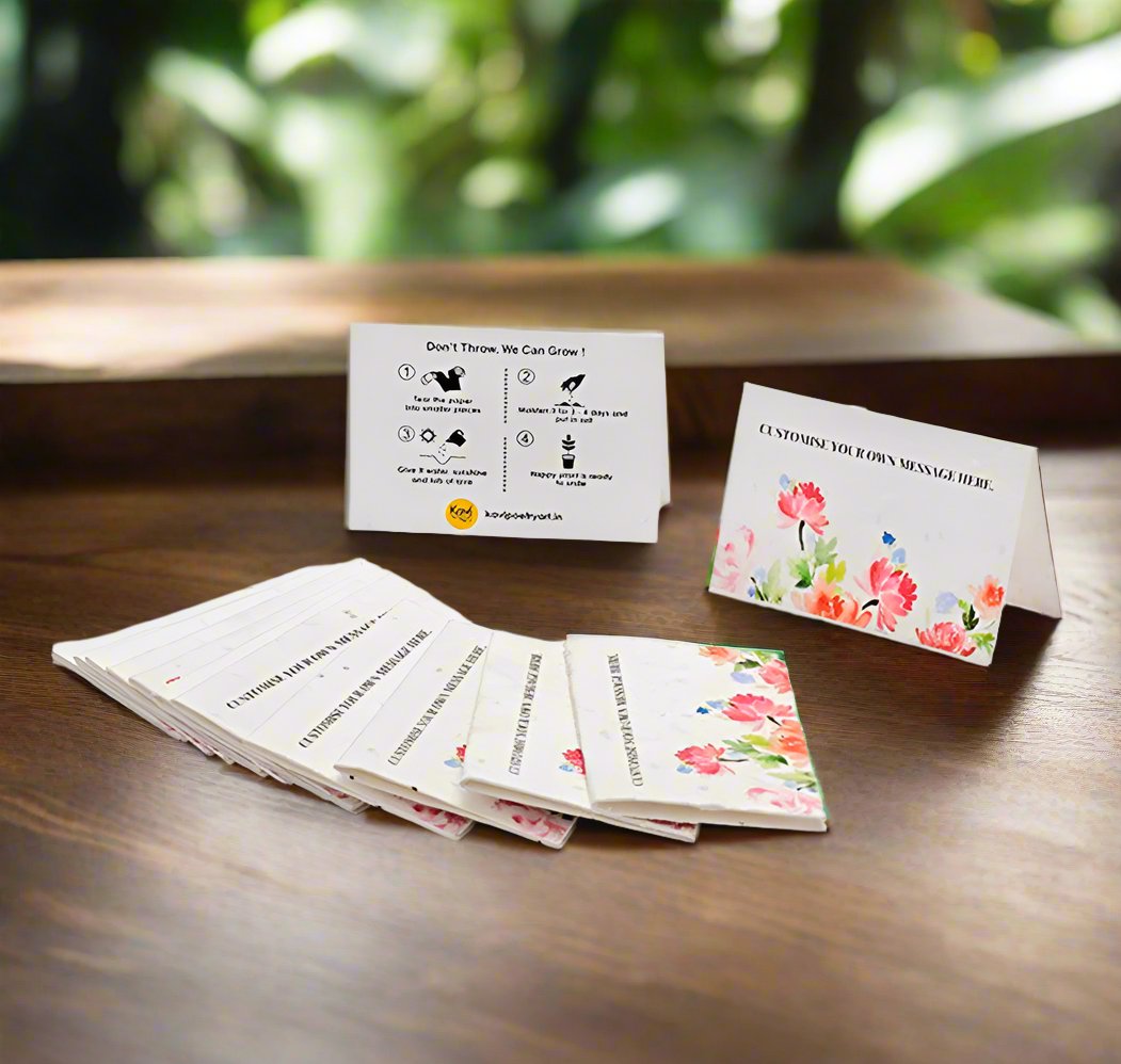 Pink Flower Customised Seed Paper Cards with Envelopes (Set of 12 ...